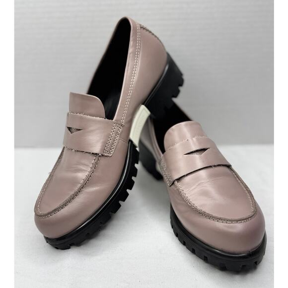 Ecco | Shoes | Ecco Womens Shoes Tray Tech Leather Penny Loafers Sz 37 ...